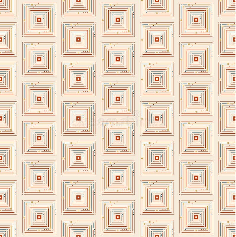 Thin Squares with Small Circles Seamless Pattern. Geometry Simple ...