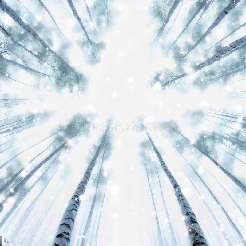 Thin Stand of Birch Trees in Snow Stock Illustration - Illustration of ...