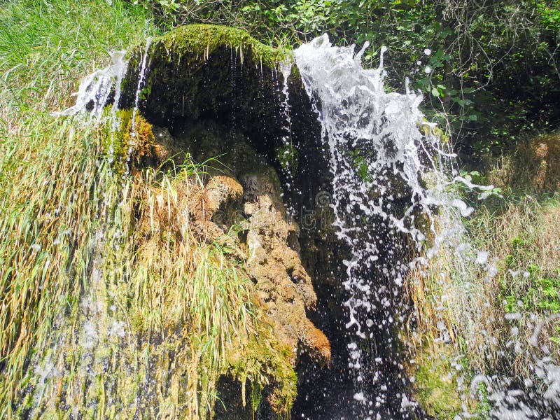Thin stream waterfall. stock photo. Image of away, trickle - 82946688