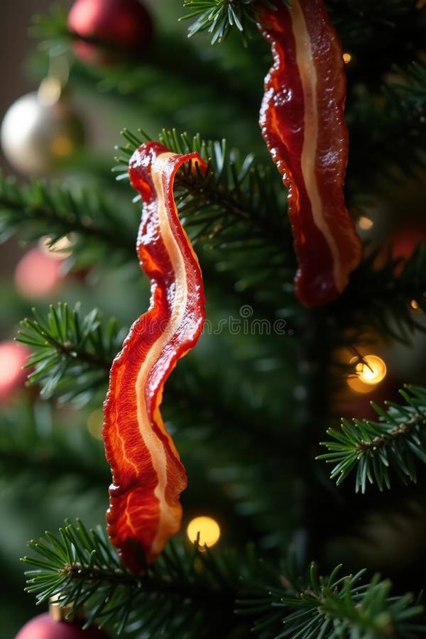 Thin Strips of Crispy Bacon Weaving through the Branches of a Medium ...