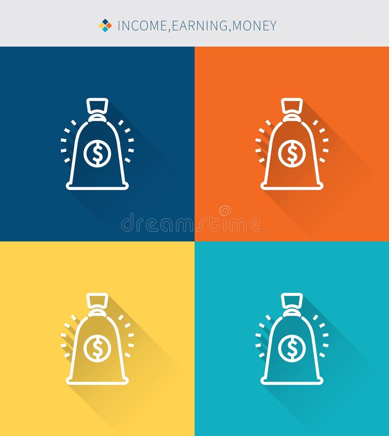 Income , Earning , Money Icon Set in Thin Line Style Stock Vector ...