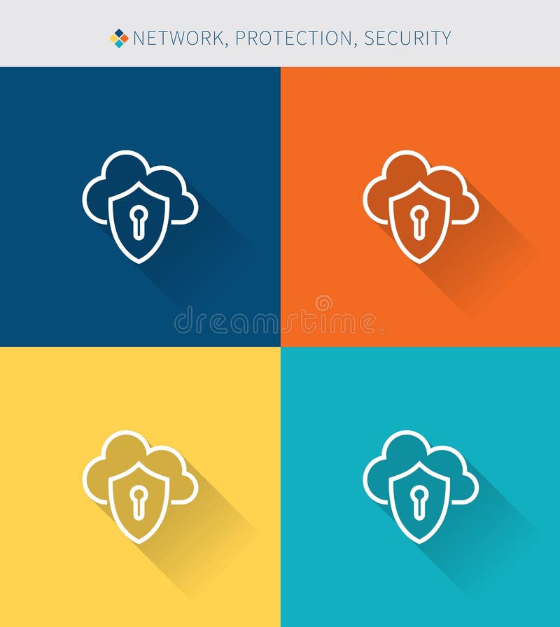 Thin Thin Line Icons Set of Network & Protection and Security, Modern ...