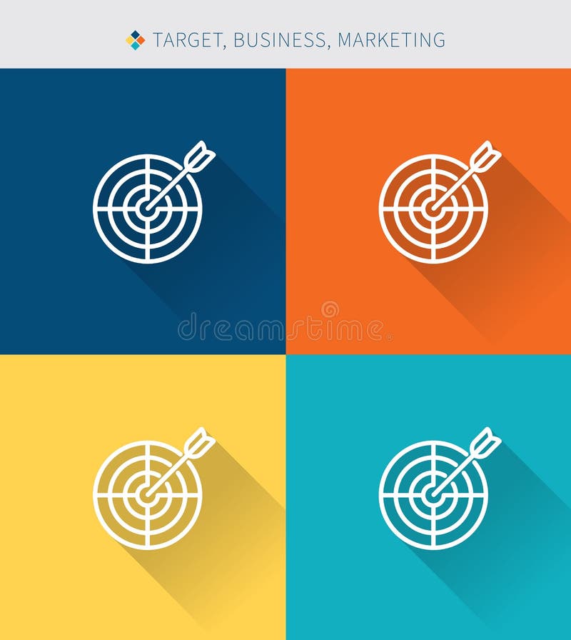 Thin Thin Line Icons Set of Target & Business Marketing, Modern Simple ...