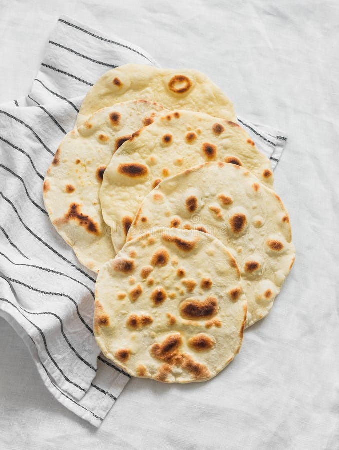 Thin Tortilla Flatbread Light Background Top View Stock Photos - Free ...