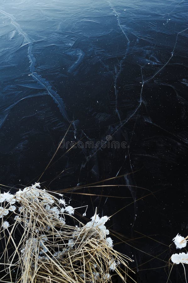 Thin Transparent Ice on the Surface of the Reservoir in Late Autumn ...