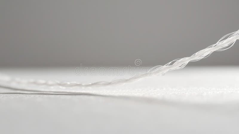 Close-up View of a Delicate Strand of Thread on a White Surface ...