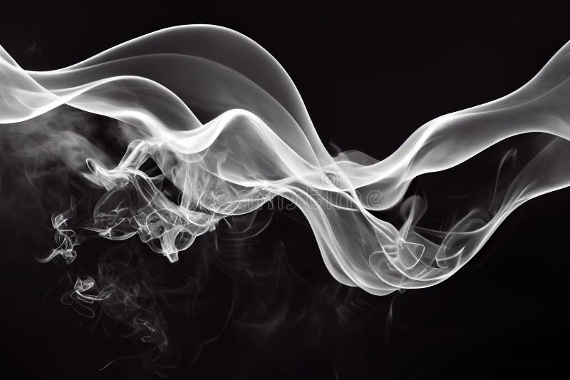 Thin Transparent White Smoke Curling on Black Stock Illustration ...