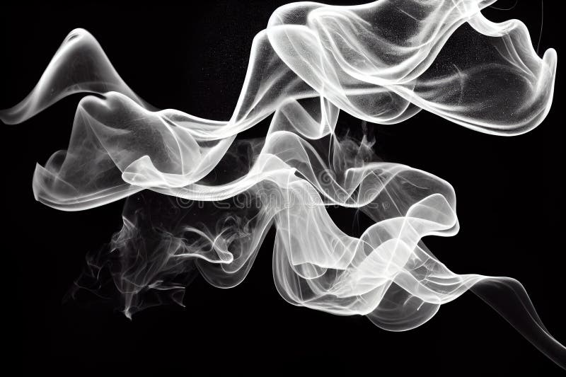 Thin Transparent White Smoke Curling on Black Stock Illustration ...