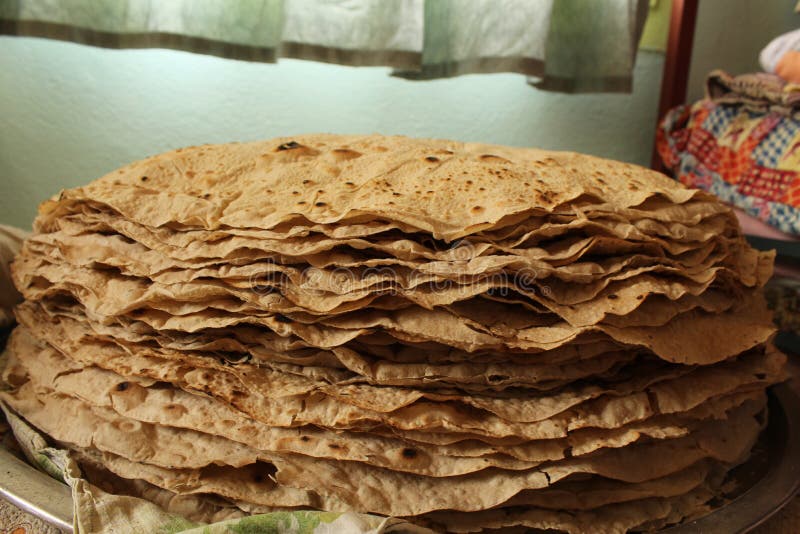 Thin Turkish Style Flatbread Stacked on Dozens Stock Image - Image of ...