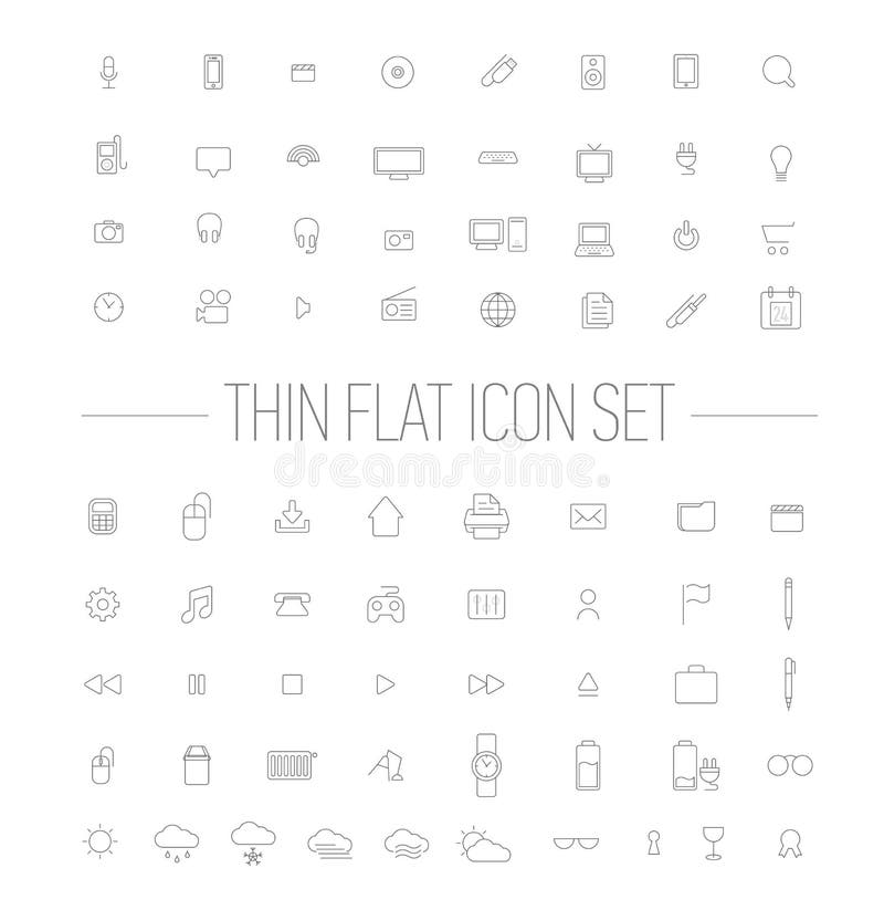 Thin Ultra Light Flat Icon Set Stock Illustration - Illustration of ...