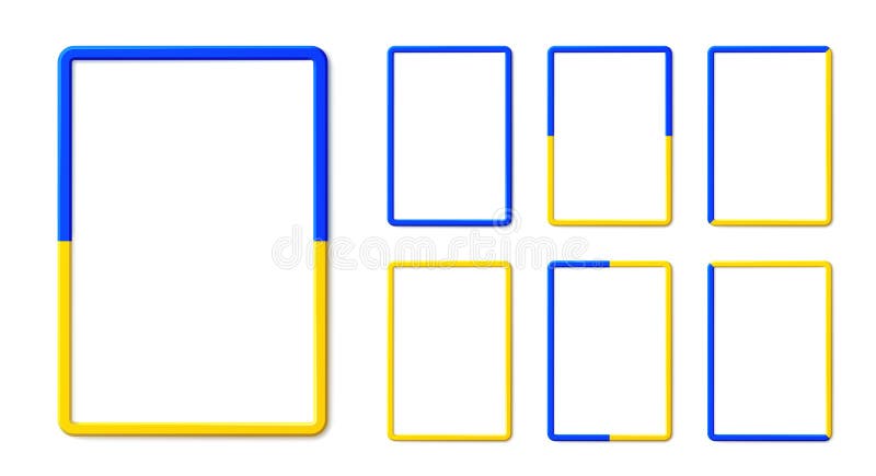 Thin Vertical Blue Yellow Frame with Shadow Stock Vector - Illustration ...