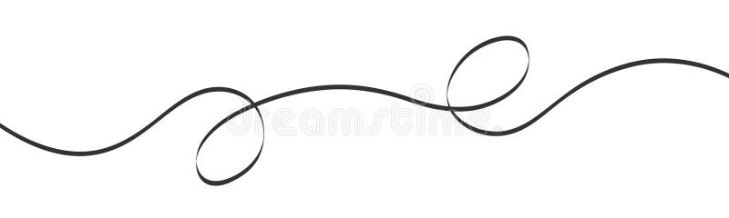 Thin Wavy Abstract Line. Stroke Underline. Wavy with Loops Ribbon for ...