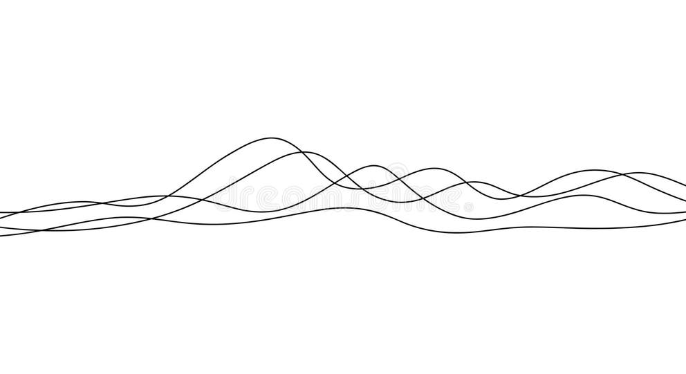 Thin Wavy Line on a White Background, Linear Continuous Drawing ...