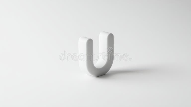 Thin White Matte U-shaped Object, Placed Low on a Pure Stock ...