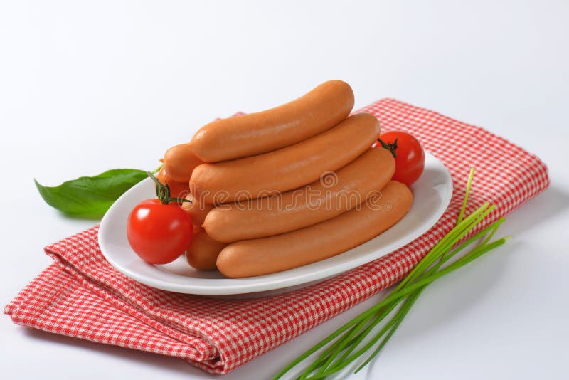 Thin wiener sausages stock image. Image of snack, sausage - 73261739