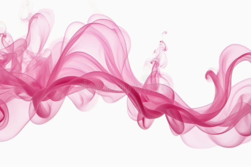 A Thin Wisp of Pink Color Smoke Isolated on White Background Abstract ...
