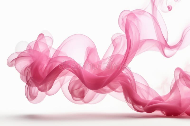 A Thin Wisp of Pink Color Smoke Isolated on White Background Abstract ...
