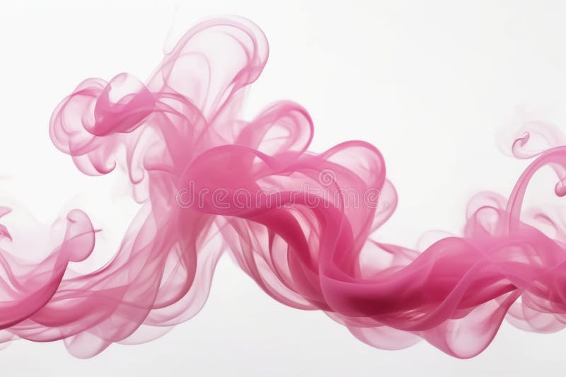 A Thin Wisp of Pink Color Smoke Isolated on White Background Abstract ...