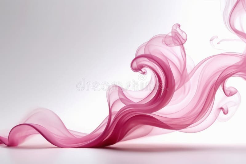 A Thin Wisp of Pink Color Smoke Isolated on White Background Abstract ...