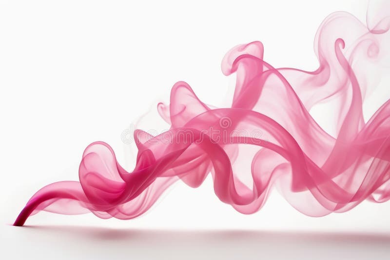 A Thin Wisp of Pink Color Smoke Isolated on White Background Abstract ...