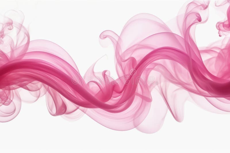 A Thin Wisp of Pink Color Smoke Isolated on White Background Abstract ...