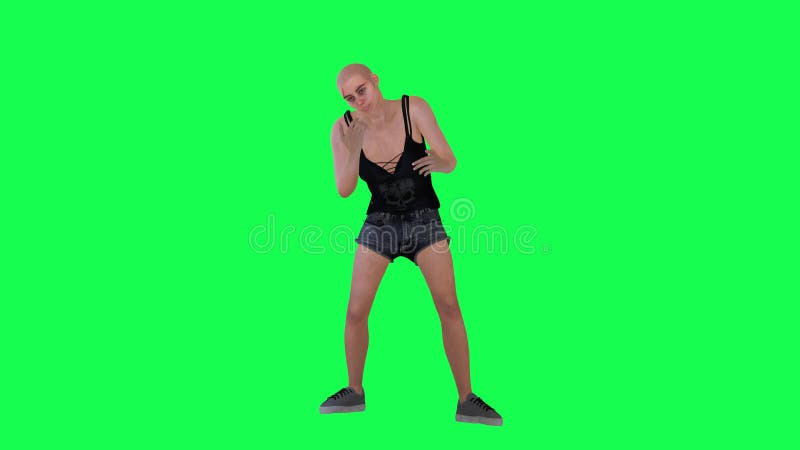 A Thin Woman in a Green Screen without Hair, with a Scarred Face and ... A Thin Woman in a Green Screen without Hair, with a Scarred Face and ...
