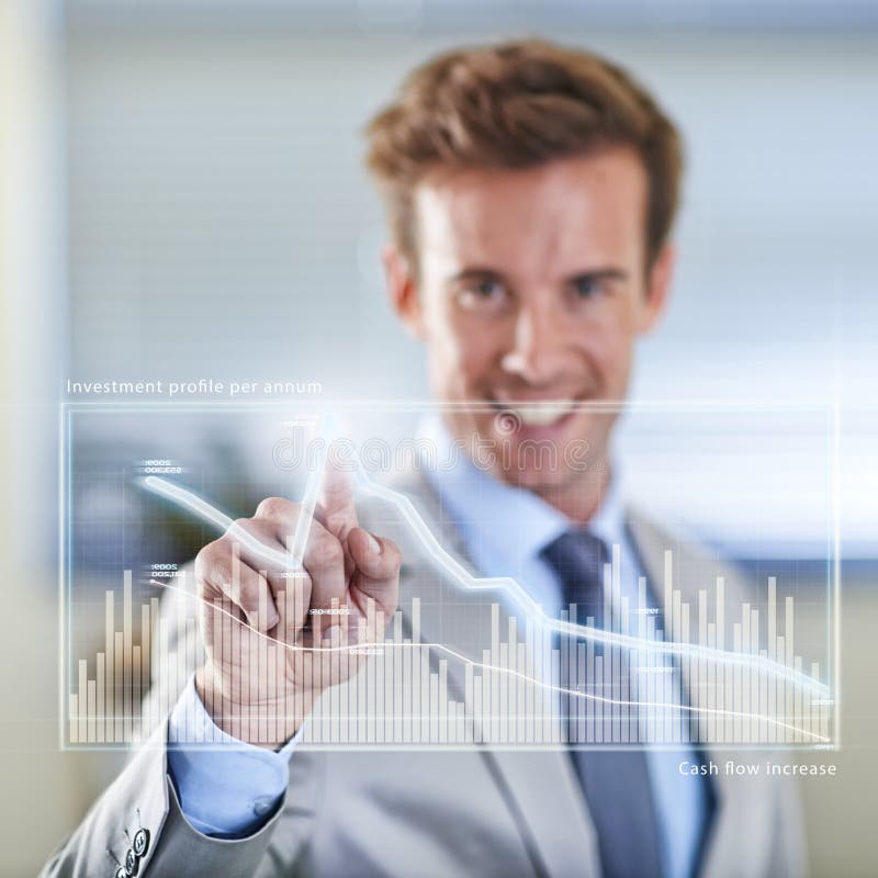 Things are Looking Up. a Smiling Young Businessman Using a Digital ...