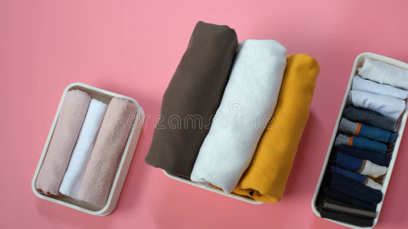 Things are Neatly Stacked in Plastic Boxes of Different Sizes, Top View ...