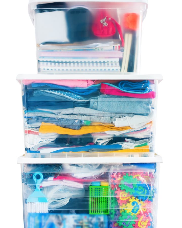 Things Packed Plastic Container Boxes Tower Stock Photo - Image of case ...