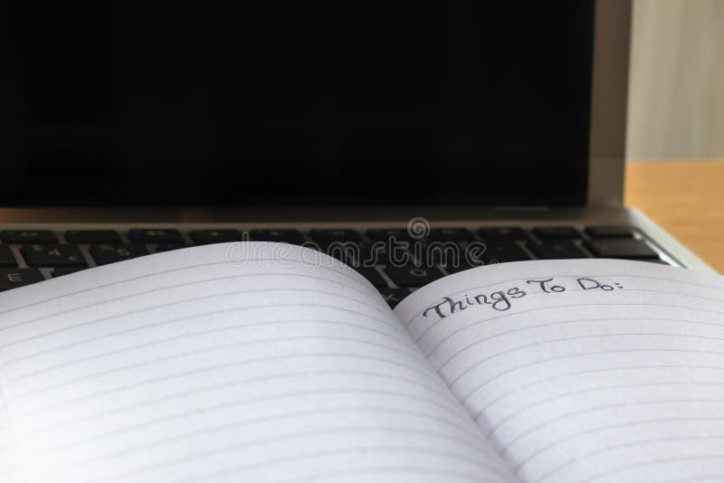 `Things To Do` List with a Computer in the Background Stock Image ...