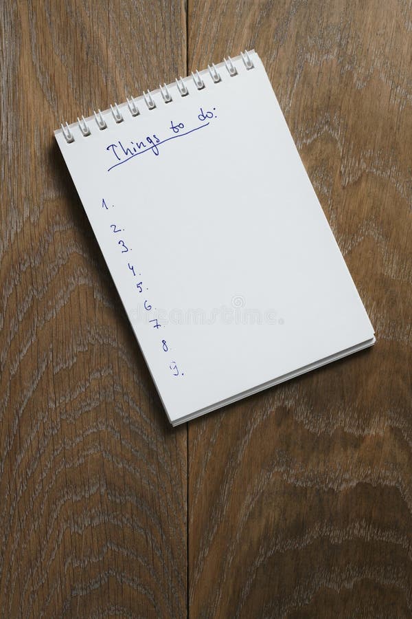 Things To Do List on Notepad on Wood Table Stock Image - Image of paper ...