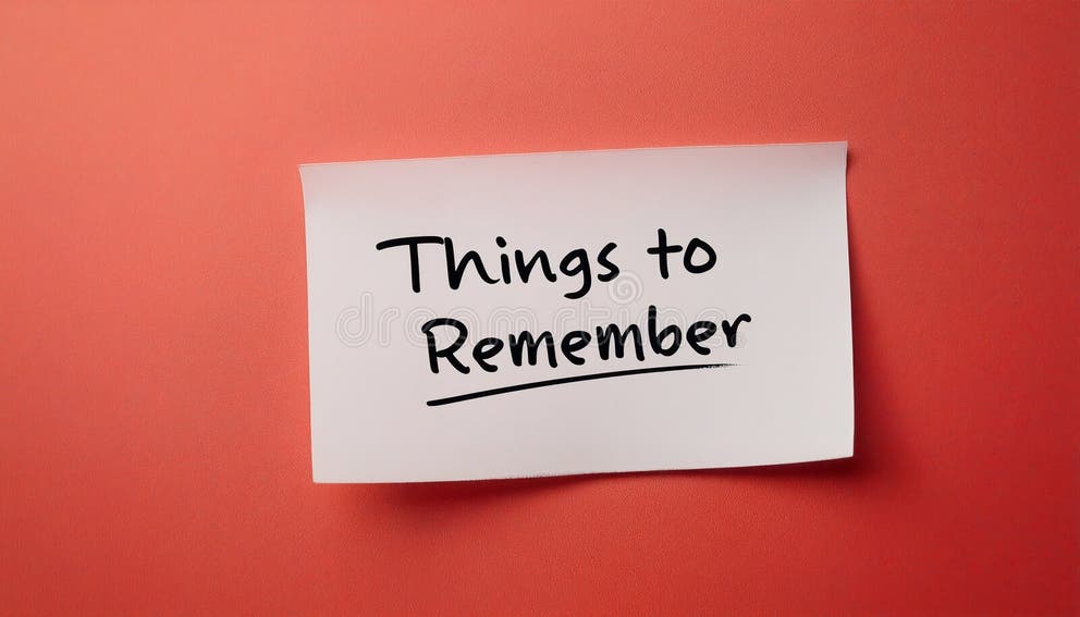 Things To Remember Handwritten Reminder Note on Red Background Stock ...