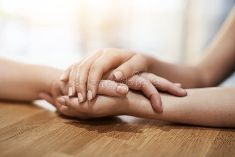 Things Will Get Better with Time. Two People Holding Hands in Comfort ...