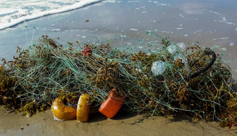 Fishing net that washed up stock photo. Image of black - 111649364