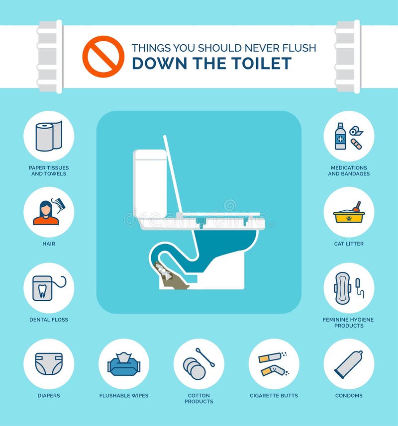 Things You Should Never Flush Down the Toilet Stock Vector ...