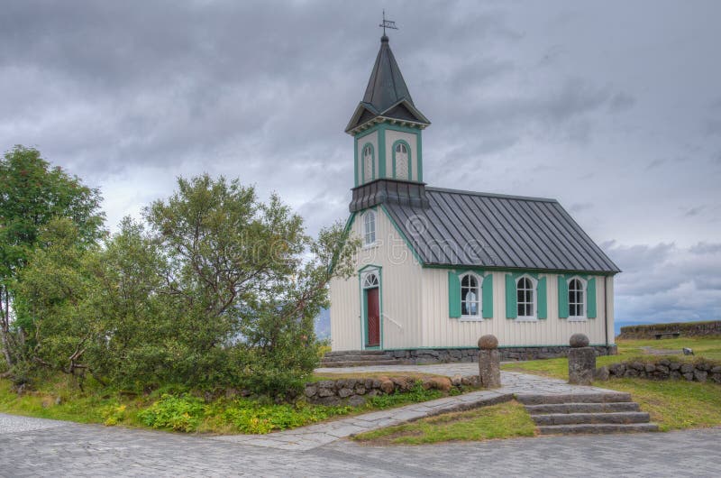 Thingvallakirkja at Thingvellir National Park Stock Image - Image of ...