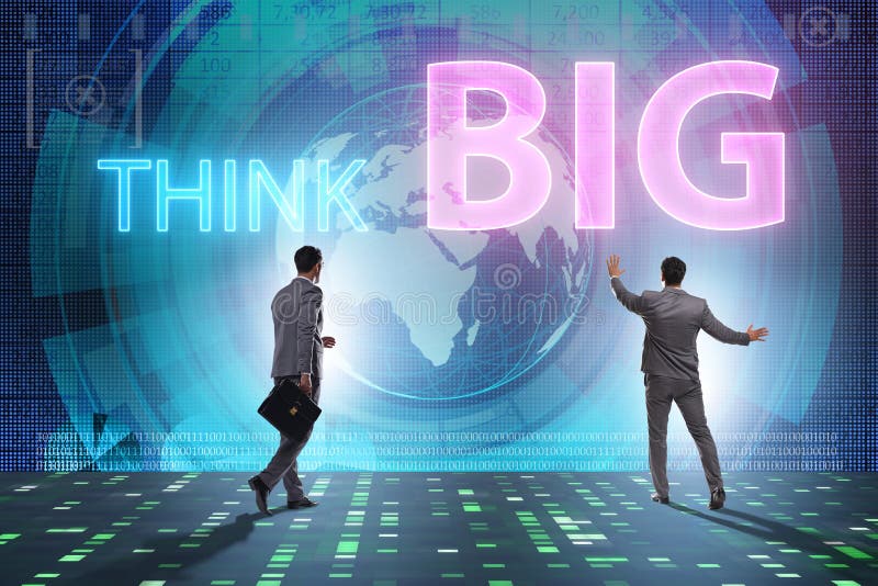 Think Big Concept with Businessman Stock Photo - Image of imagination ...
