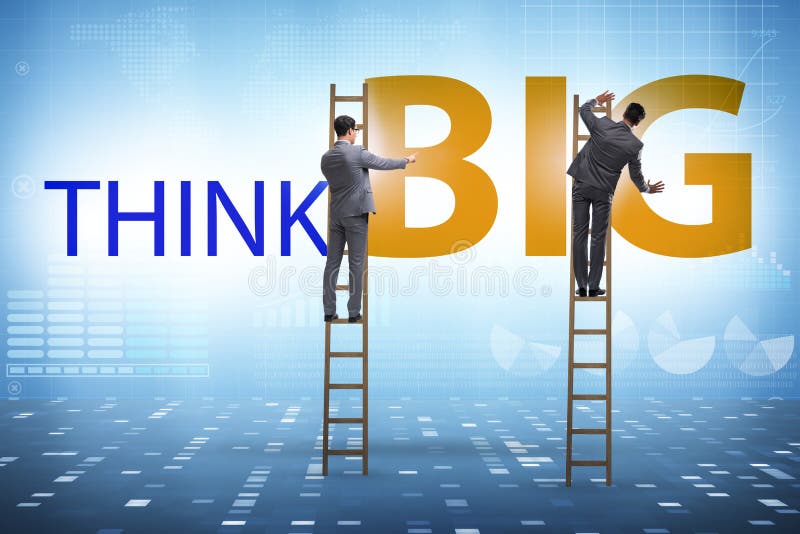 Think Big Concept with Businessman Stock Photo - Image of brainstorm ...