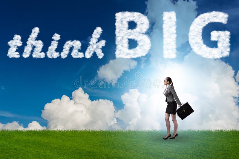 Think Big Concept with Businesswoman Stock Image - Image of word ...
