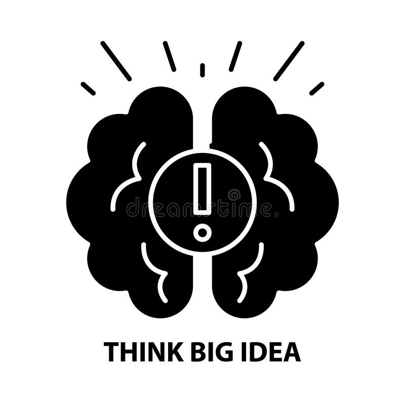 Think Big Idea Icon, Black Vector Sign with Editable Strokes, Concept ...