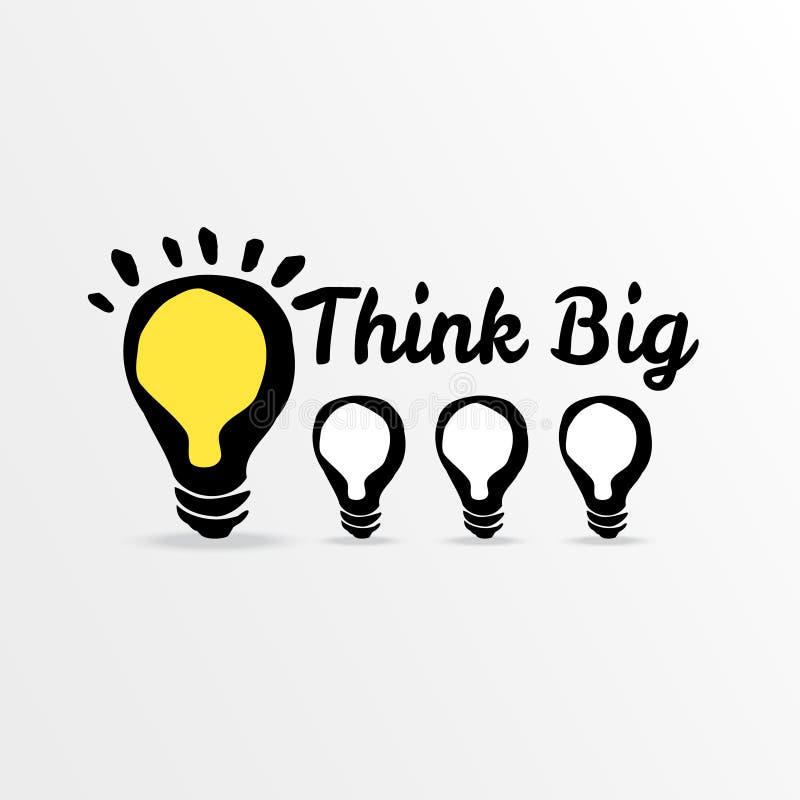 Think Big Light Bulb Sketch, Illustration Stock Vector - Illustration ...