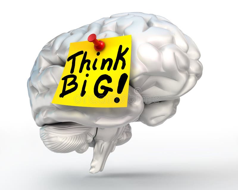 Think Big Note Paper on Brain Stock Illustration - Illustration of ...
