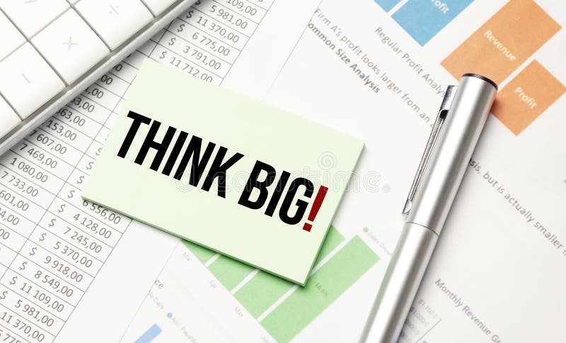 Think BIG Phrase on Paper and Wood Stock Image - Image of message ...