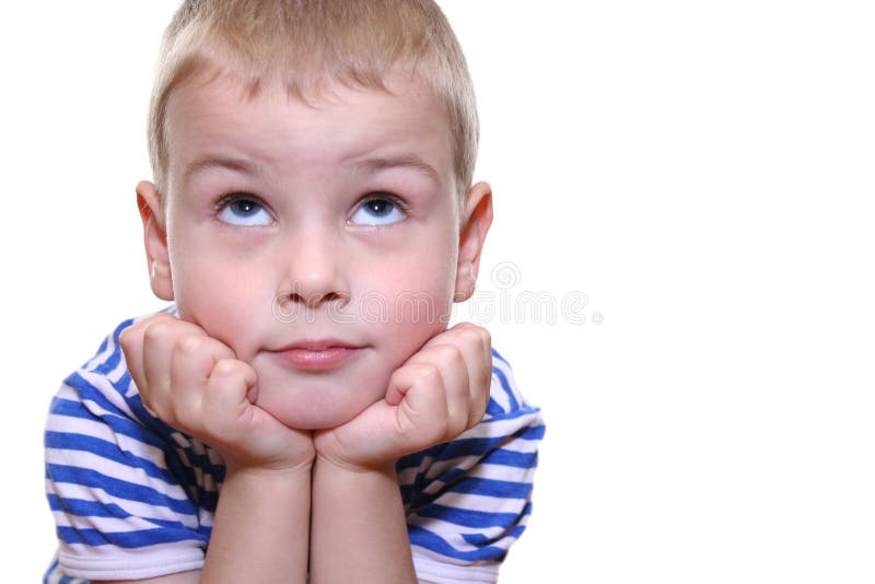 Thinking boy stock photo. Image of think, sadness, hand - 20624788