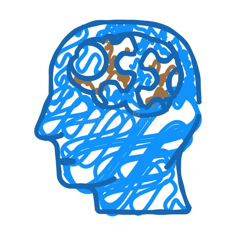 Think Brain Human Icon Doodle Illustration Stock Vector - Illustration ...