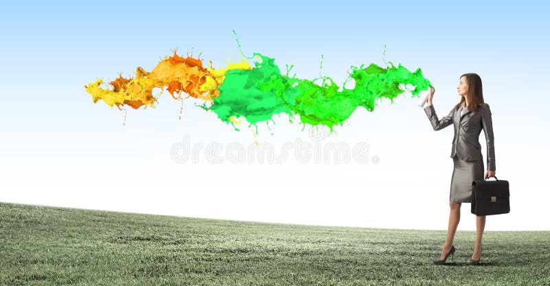 Think bright! stock image. Image of success, splash, businesswoman ...