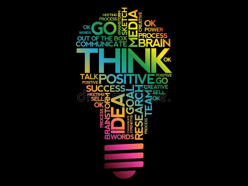 THINK Bulb Word Cloud Collage Stock Illustration - Illustration of ...