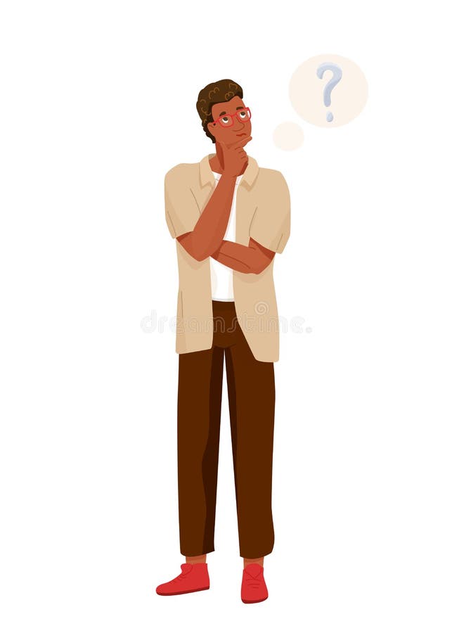 Young African American Couple Think about Problem. Question Symbol ...