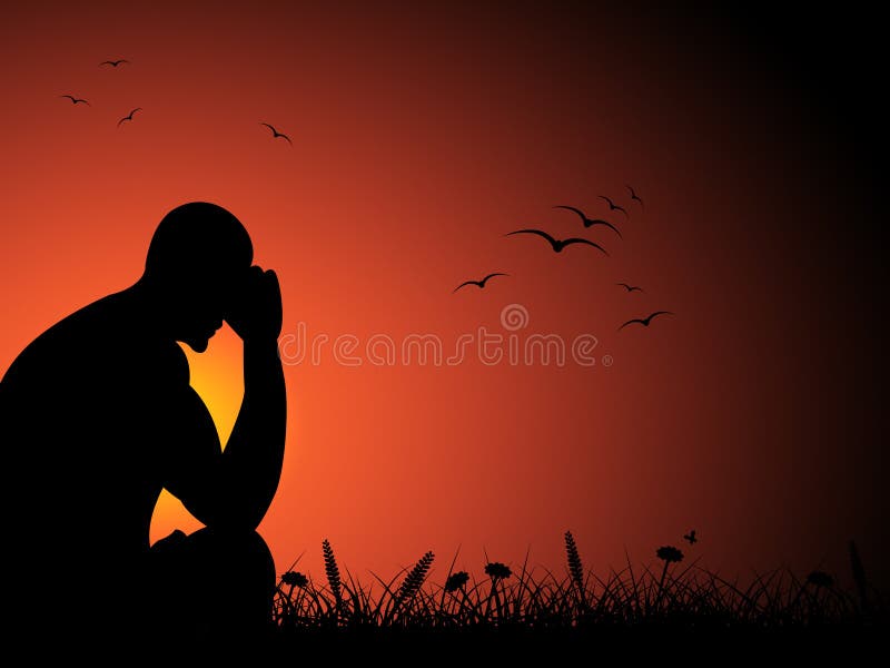 Think Depressed Shows Lost Hope and Anxious Stock Illustration ...