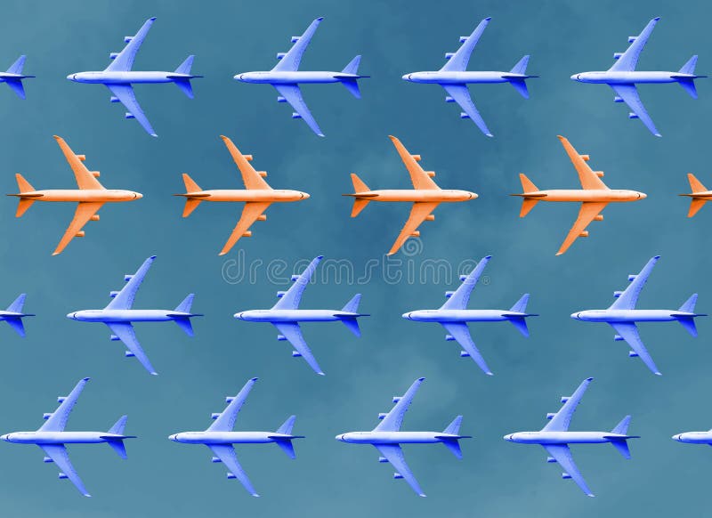 Think Difference and Direction Concepts with Group of Airplane. Stock ...